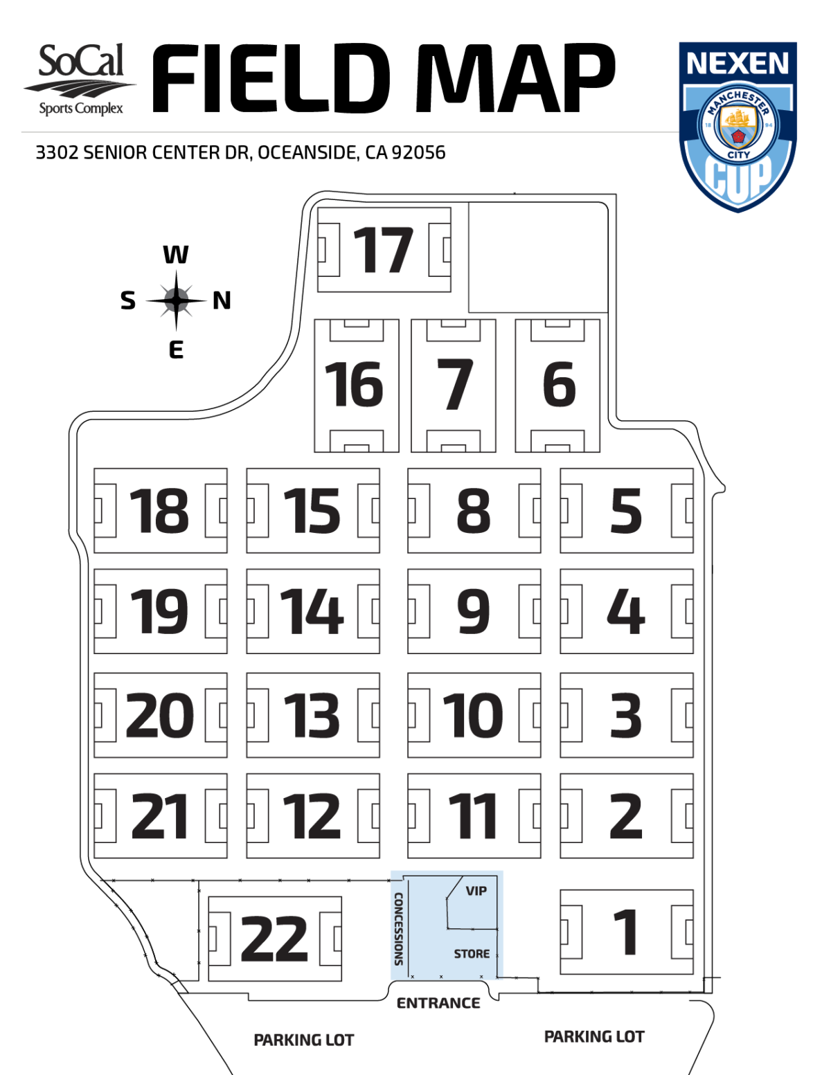 SoCal Sports Complex Field Map - Nexen Manchester City Cup